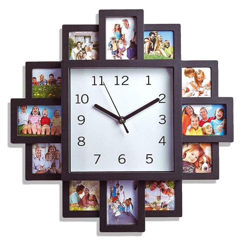 【Discount offer】16 Inch Photo Frame Fashion Clock Metal Photo Frame ...
