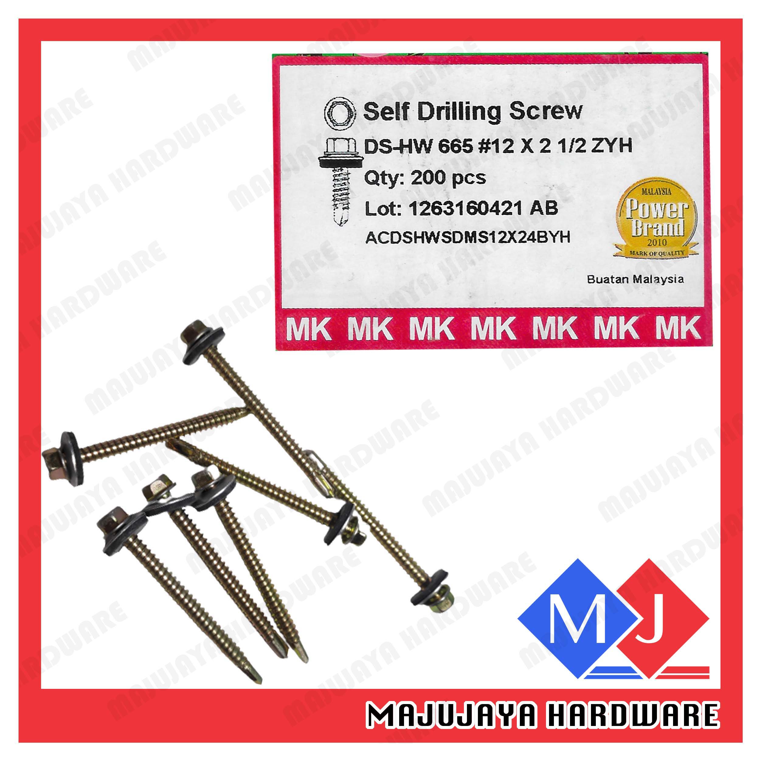 200PCS MK Self Drilling Screw With Washer Awning Screw Skru Oning Skru ...