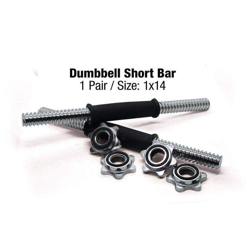 Dumbbell Short Bars Chrome and Rubber Handles - 1 Piece and 1 Pair ...