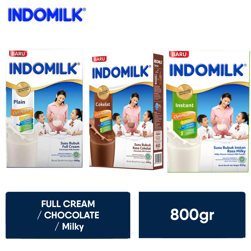 Indomilk Susu Bubuk Full Cream Plain / Chocolate Cokelat / Milky 800gr | Lazada Indonesia