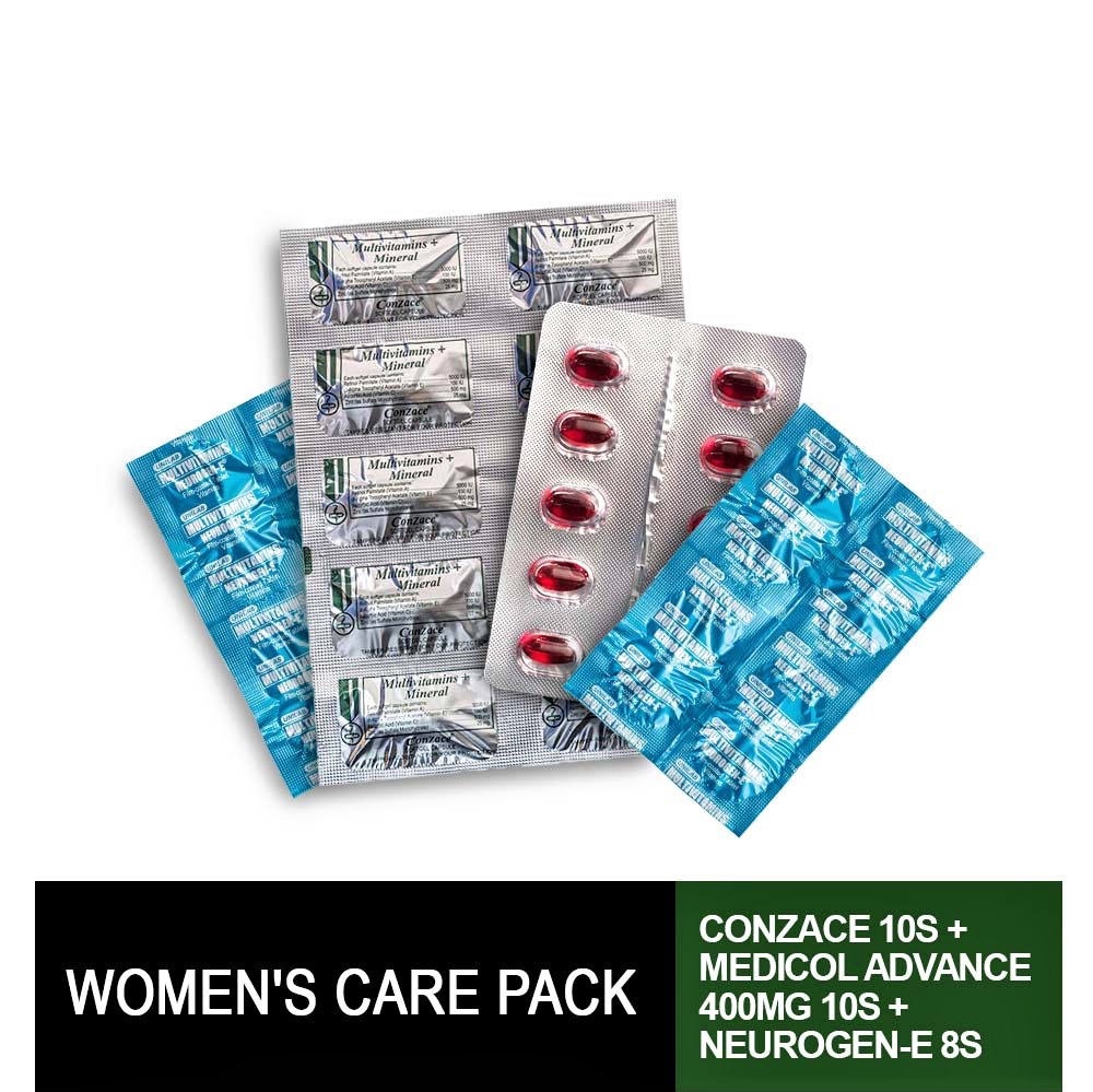 Women's Care Pack: Conzace 10s, Medicol Advance 400mg 10s, Neurogen-E ...