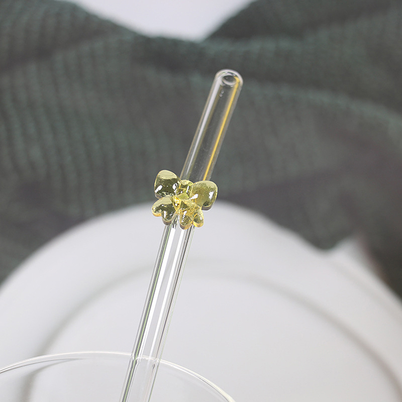 1pc 8mm Glass Straw, Reusable Drinking Straws Cute Butterfly Heat ...