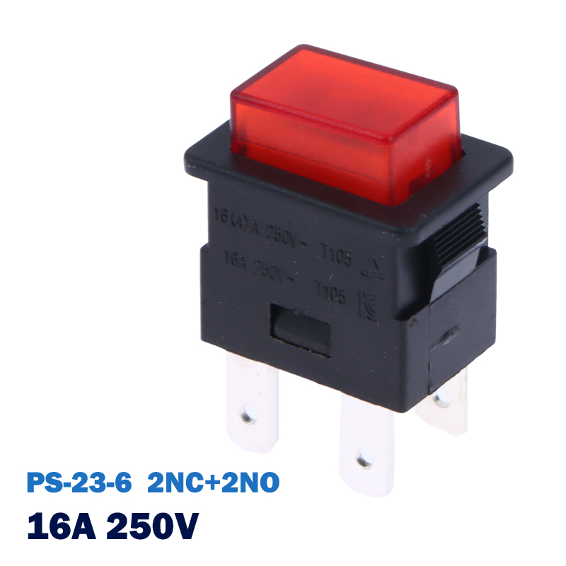 16A 4 Pins Locked Push Button Electrical Rocker Switch With LED Light ...