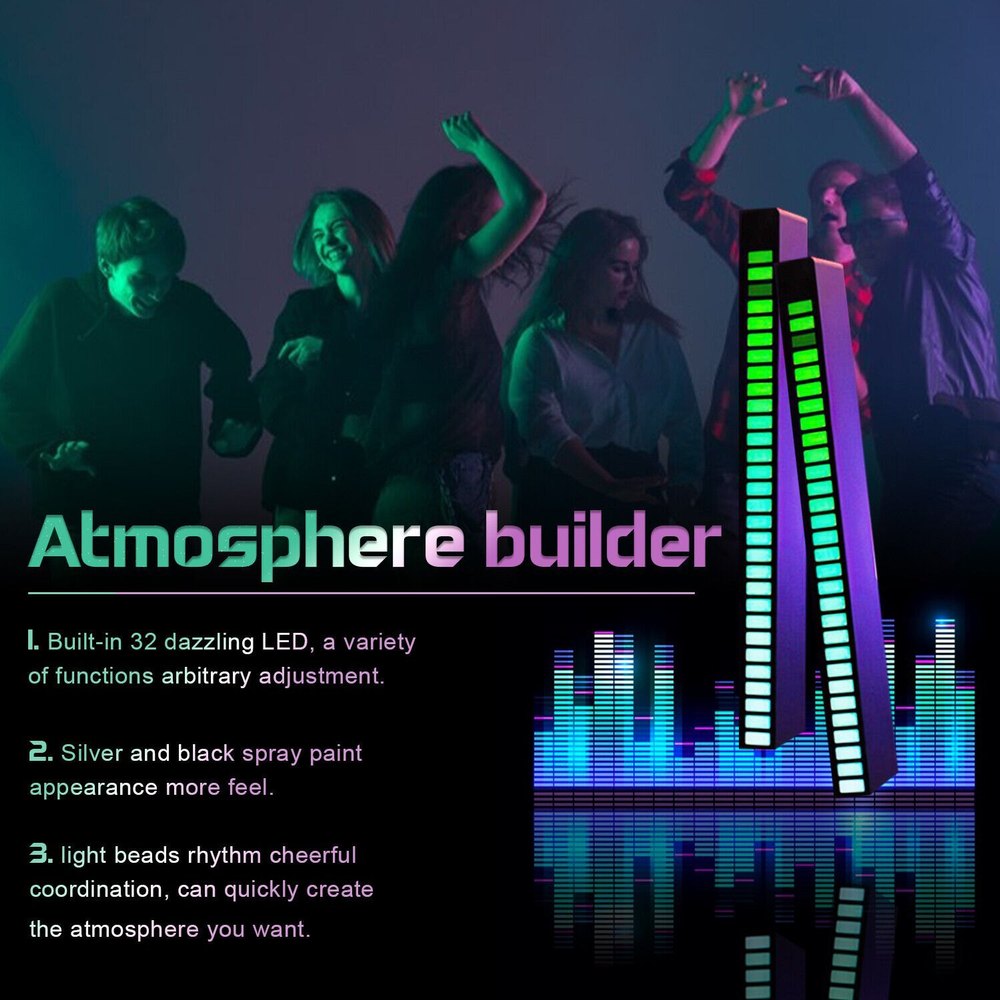 Voice Activated Rhythm Light - White 32 Bead Lamp with RGB Effects ...