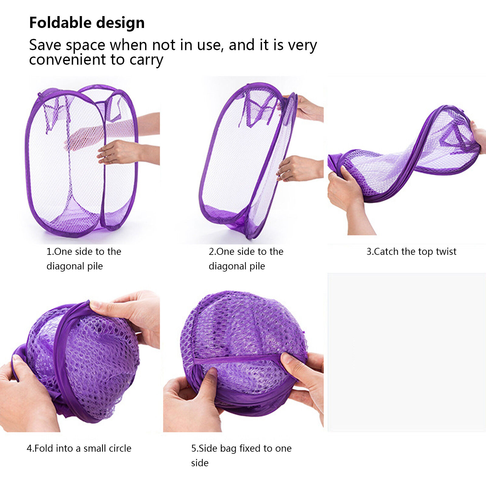 Perpetual Laundry Bag Foldable & Collapsible Basket with Easy to Carry ...