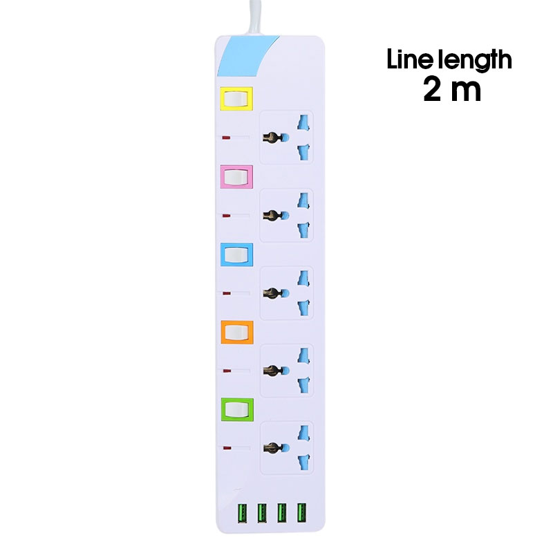 2M/5M Power Socket Extension Cord 5 Socket 4 USB Electric Socket UK ...