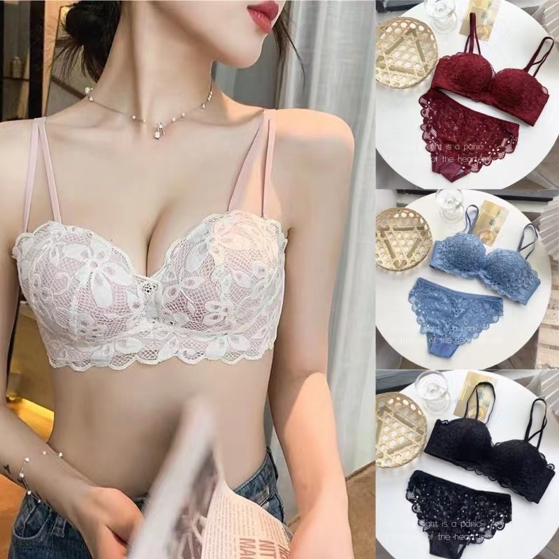 JK-Nana ส่งออกเร็ว1-2วันชุดชั้นในไร้โครง(ถอดสายได้) มีลายดอกสวยงามน่ารัก มีฟองดันทรงในตัว ...