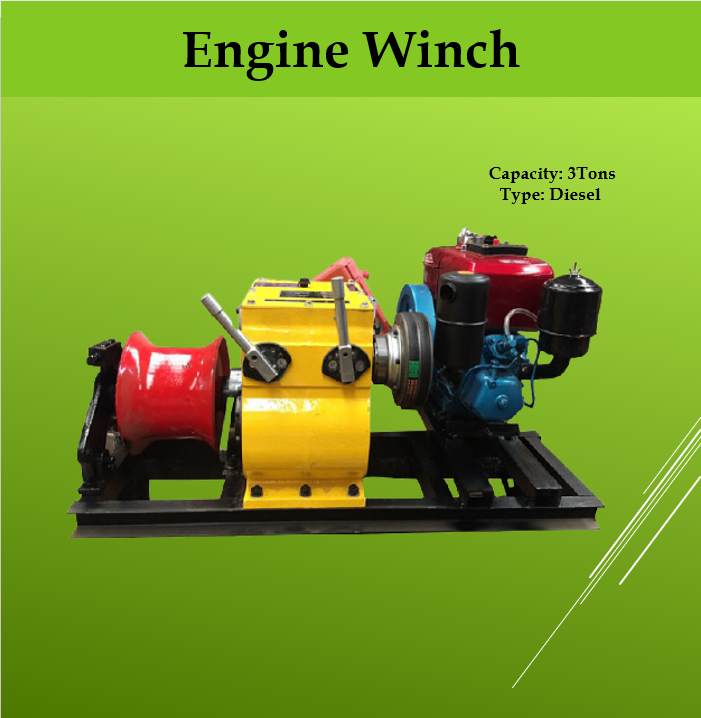 3T Engine Winch Gasoline Diesel Engine Winch Engine Powered Pulling ...