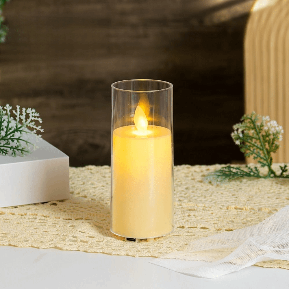 Romantic Rechargeable LED Flameless Candles Realistic Flickering with ...