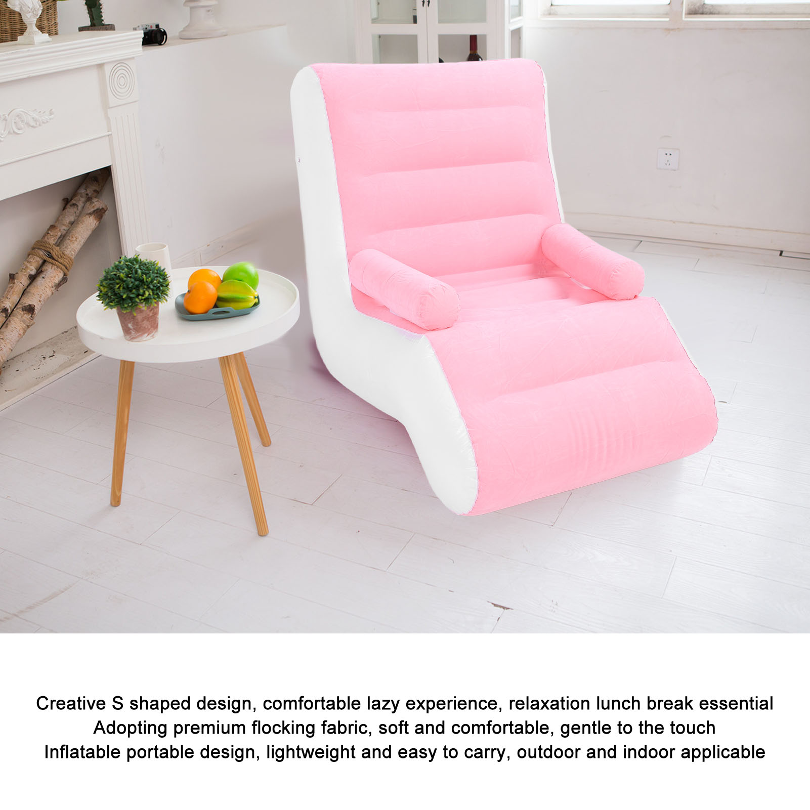 Inflatable Lounge Inflatable Sofa S Shaped Pink Soft with Armrests for ...
