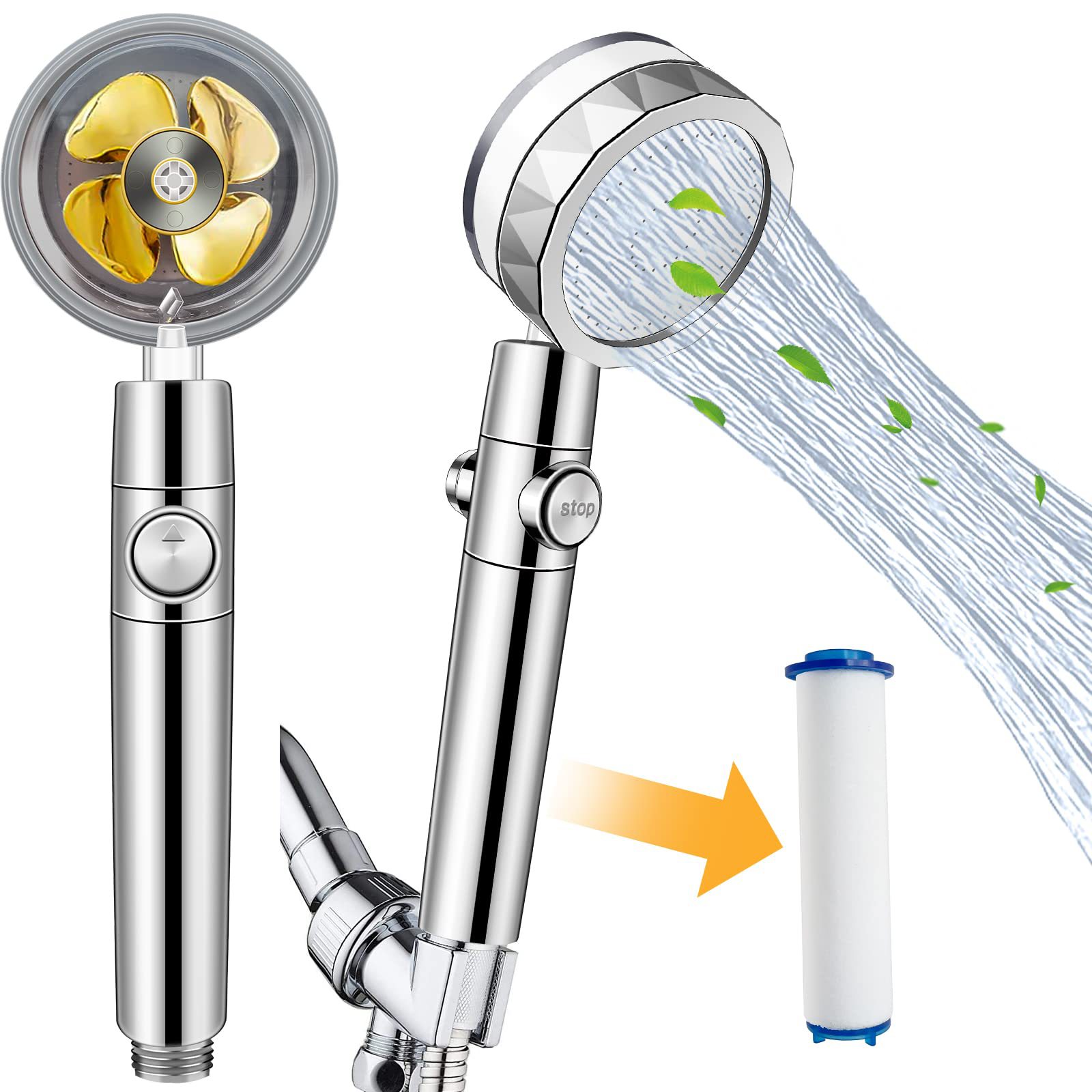 Hydro Jet Handheld Turbo Fan Shower Heads, High Pressure Shower Heads ...