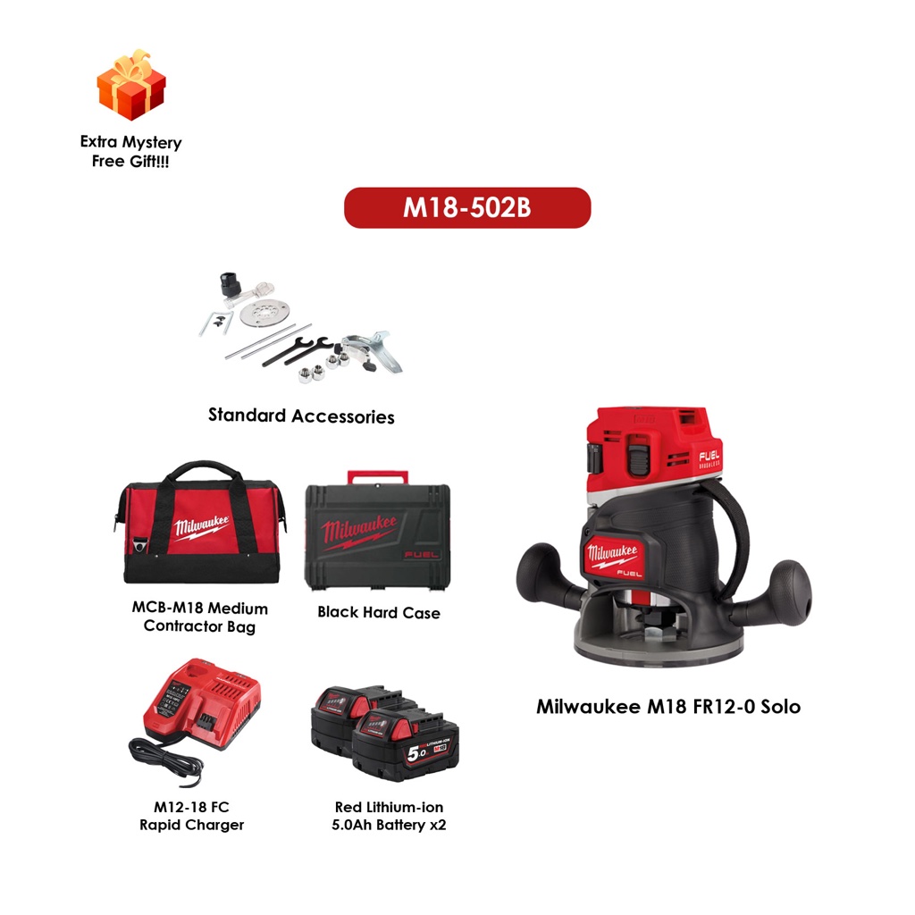 MILWAUKEE M18 FR12 FUEL Brushless Cordless Mid-Size Router 1/2'' Trim ...
