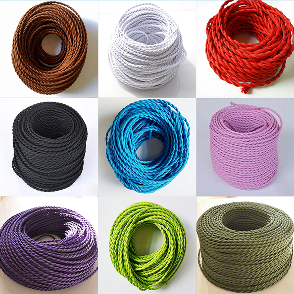 【TopazTrove】2 Core Vintage Twisted Fabric Electrical Wire Textile Cable ...
