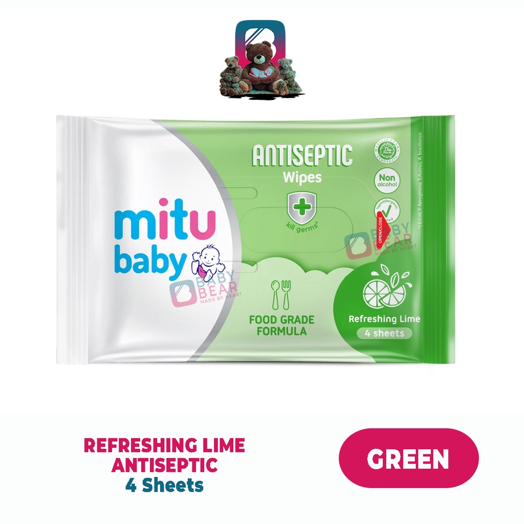 MITU BABY TISSUE BASAH 4 SHEETS WET WIPES NON ALCOHOL BAYI ANTISEPTIC ...