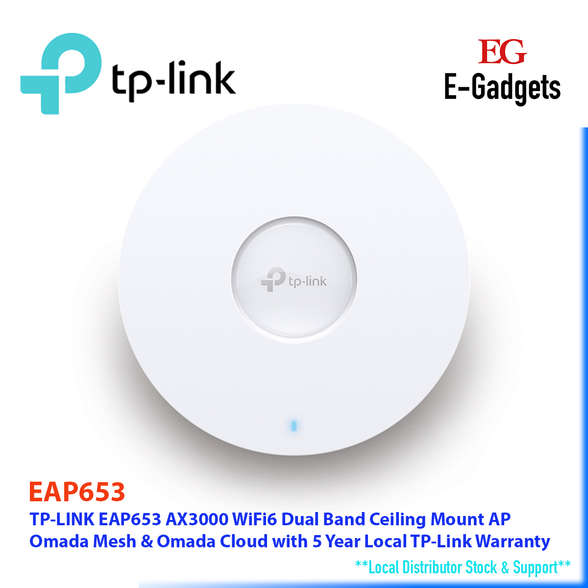 TP-Link EAP653 AX3000 WiFi-6 Dual Band Ceiling Mount Wireless Access Point, Support PoE, Omada ...
