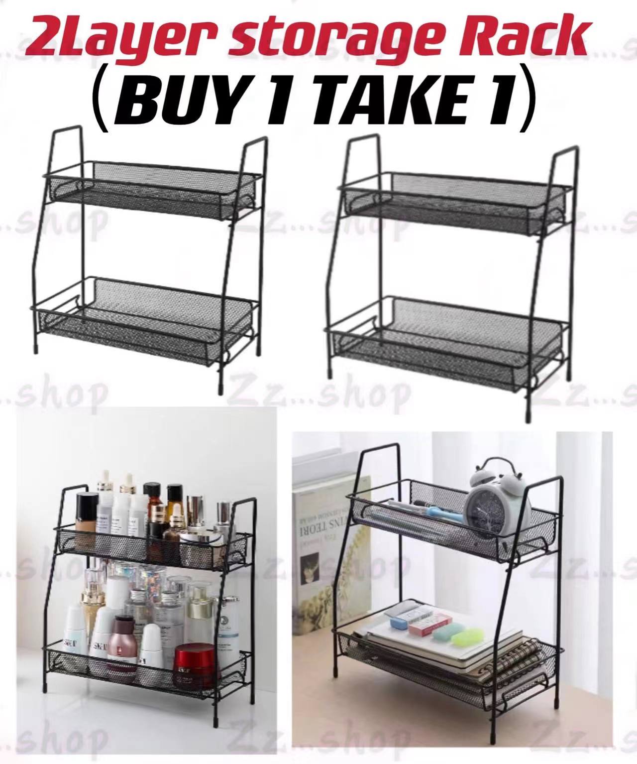 (BUY 1 TAKE 1)Desktop 2 Layer Storage Rack Detachable Iron Kitchen ...