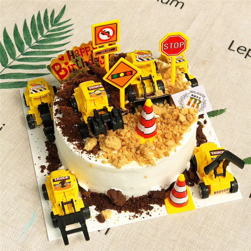 Engineering Vehicle Cake Decor Digging Machine Cake Toppers Crane Cake ...