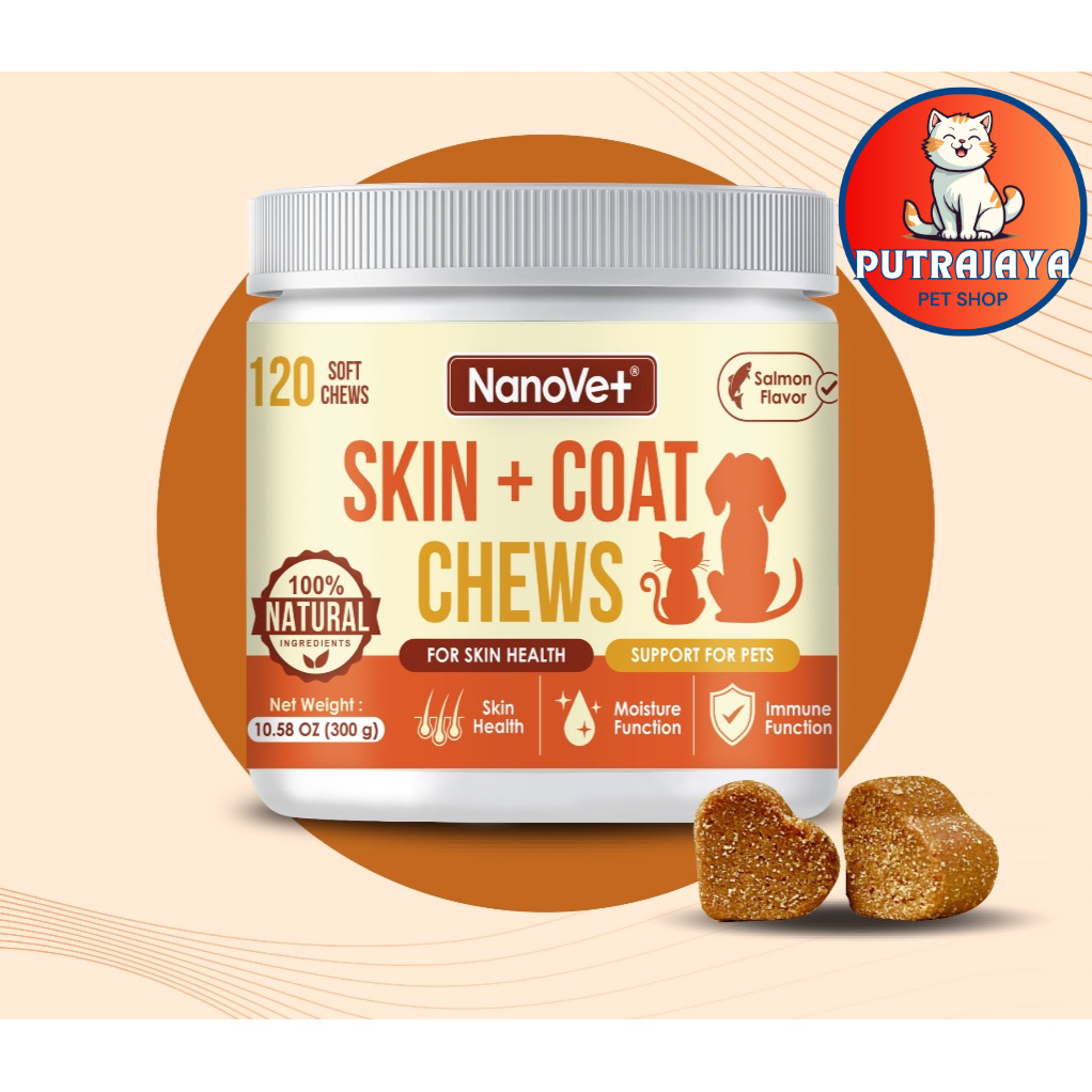 Nanovet® Pet Salmon Bites Skin + Coat Chew For Cat and Dog ( 45 chew ...