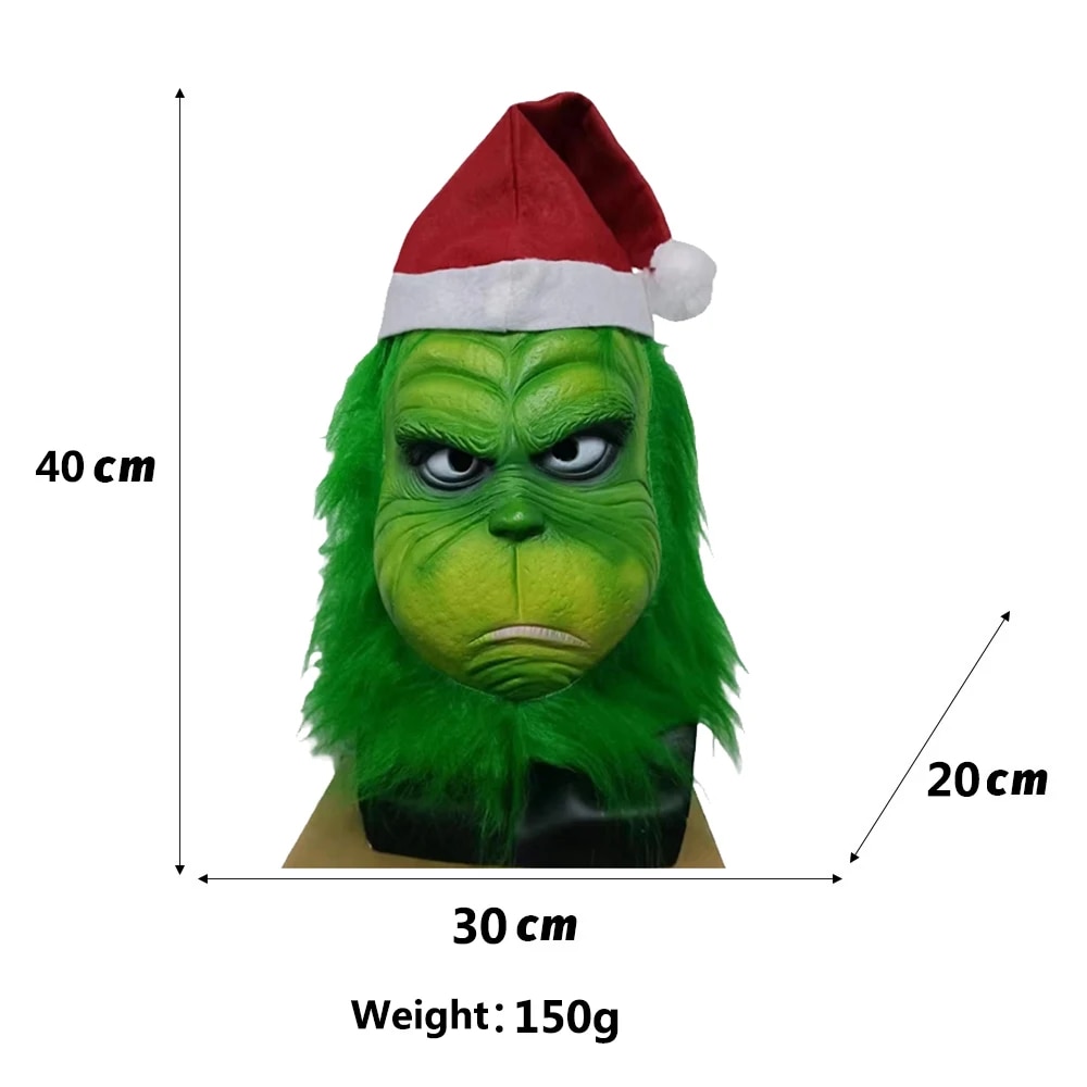 Christmas Green Thief Monster Mask Latex Full Head Mask With Red Santa ...