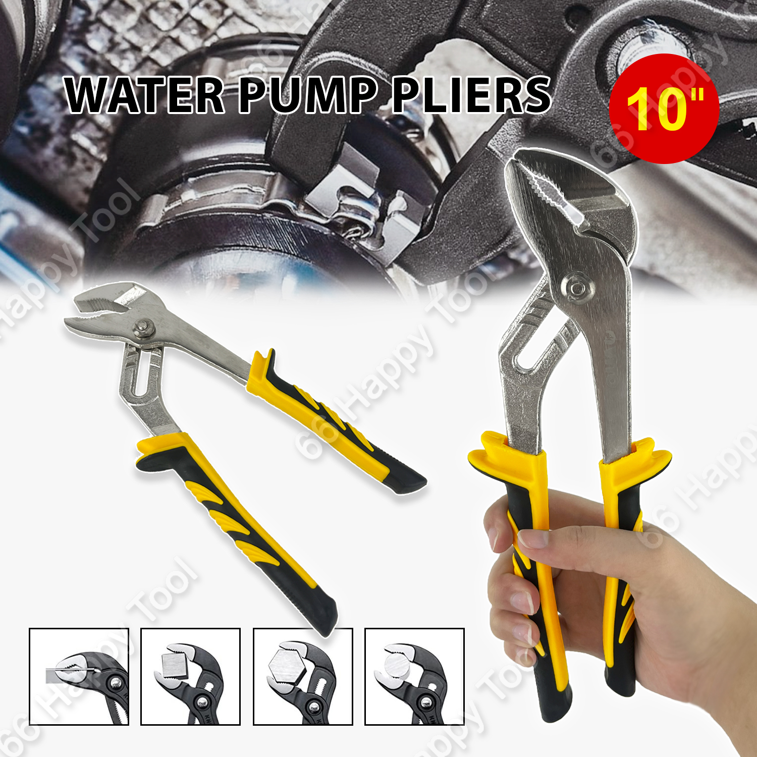 10 Inch Water Pump Plier Plumbing Pipe Wrench Adjustable Ratchet ...