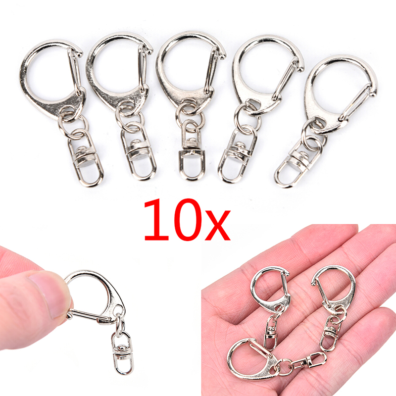 10pcs DIY Polished Silver Keyring Keychain Split Ring Short Chain Key ...