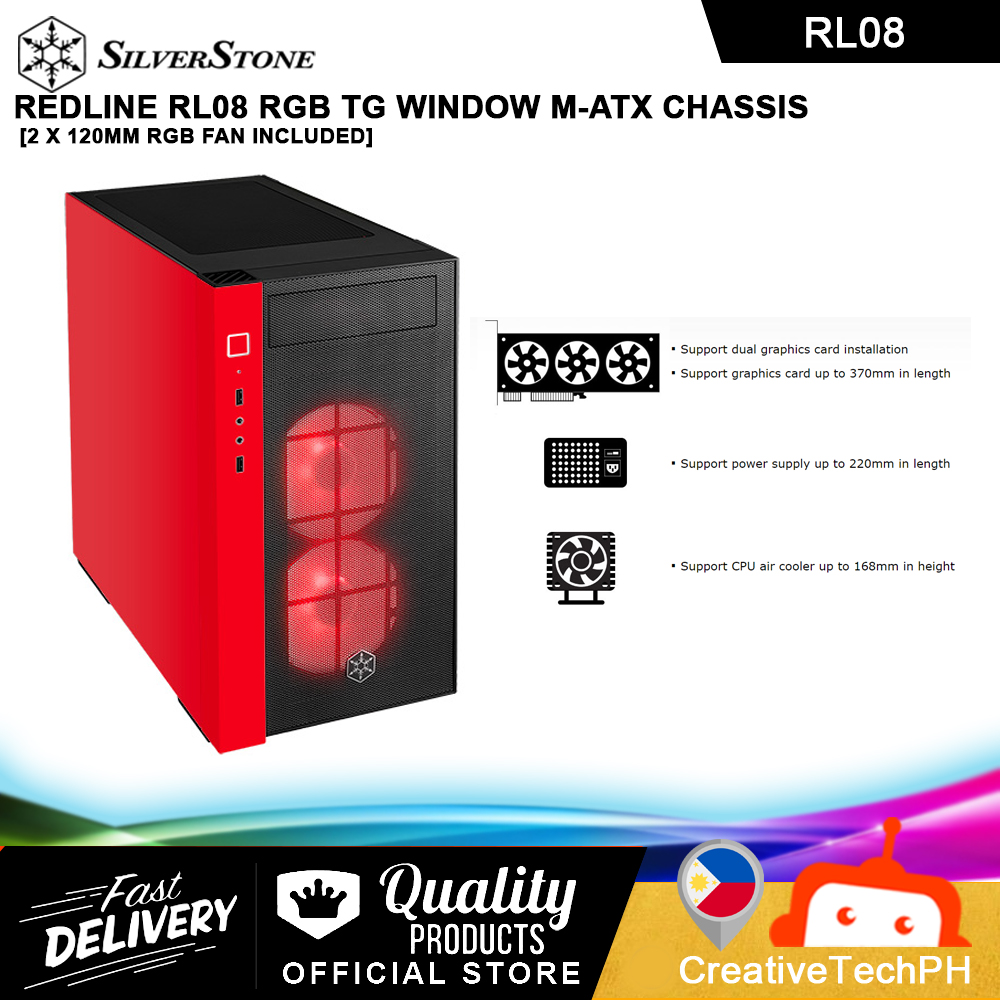 SilverStone CPU CASE Redline RL08 RGB TG Window M-ATX Chassis - Black ...