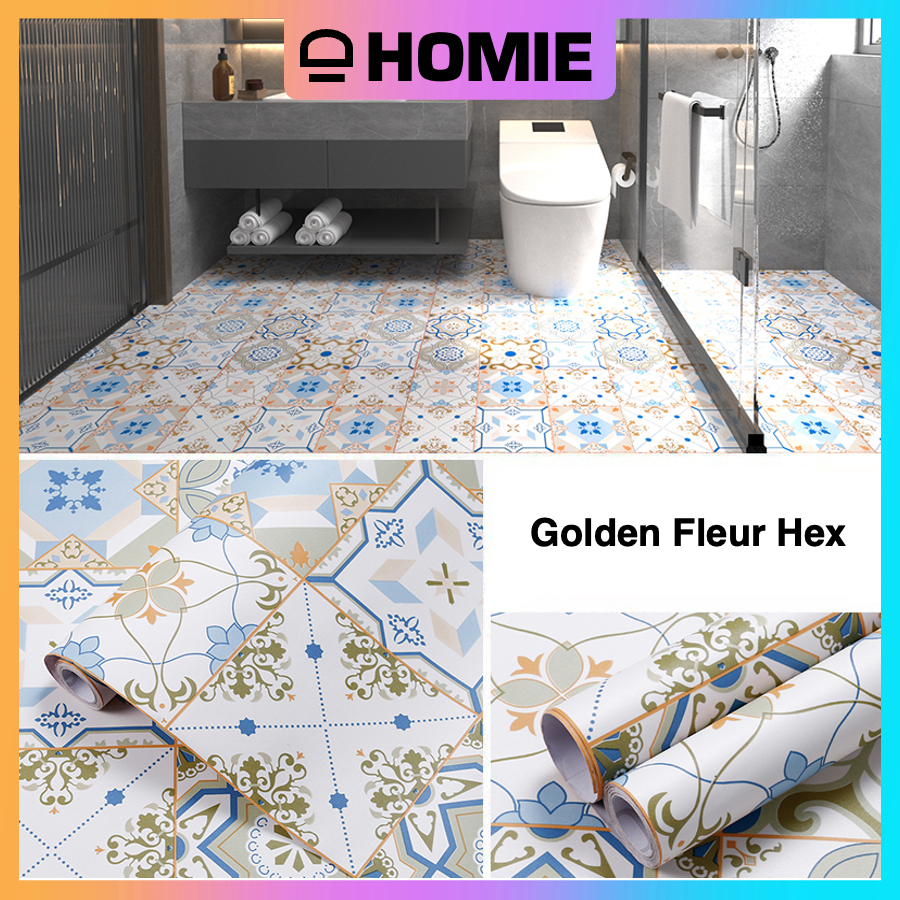 Bathroom Floor Sticker Wallpaper Bilik Air Lantai Pelekat Lantai Bilik ...