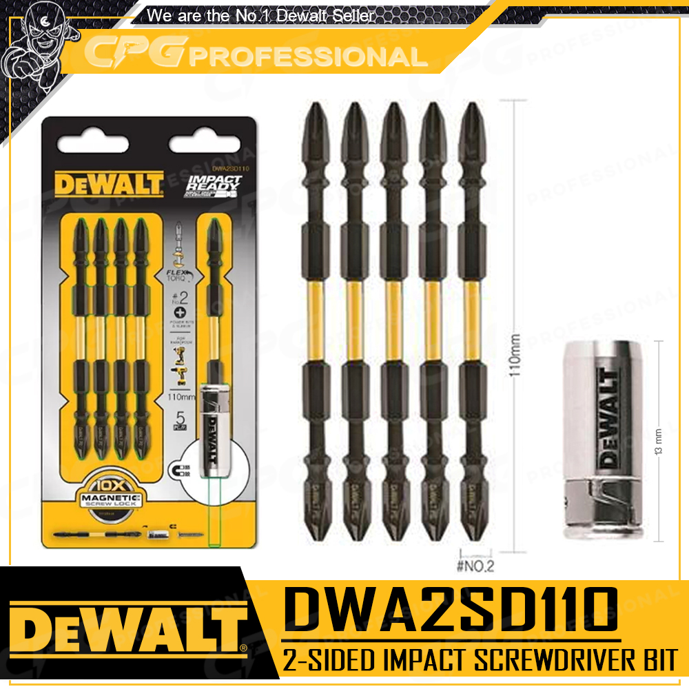 DEWALT ดอกไขควง ชุดดอกไขควง ขนาด 110 มม. พร้อมหัวจับแม่เหล็ก (5ชิ้น/ชุด ...