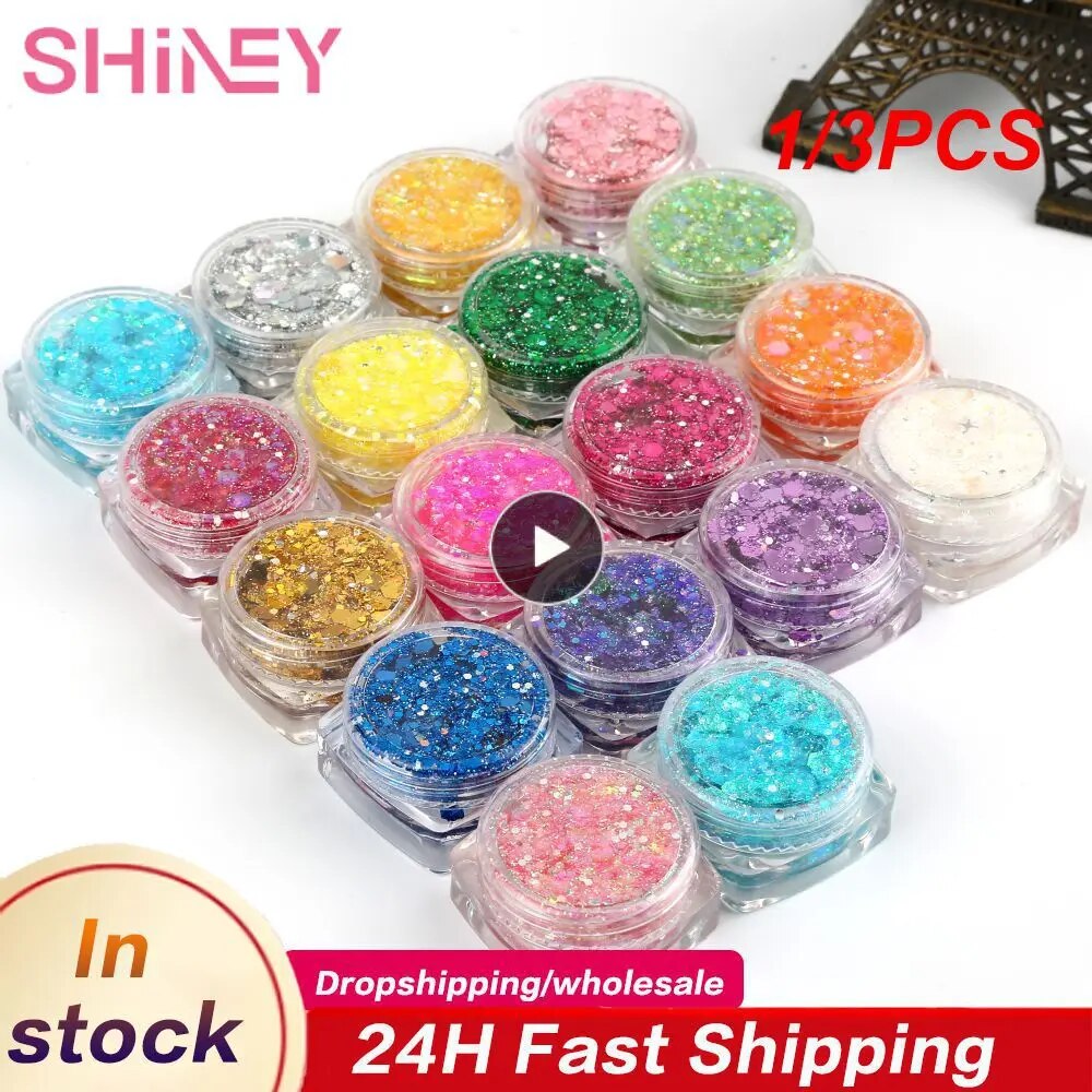 1/3PCS Professional Mermaid Sequins Gel Eye Shadow Holographic Glitter ...