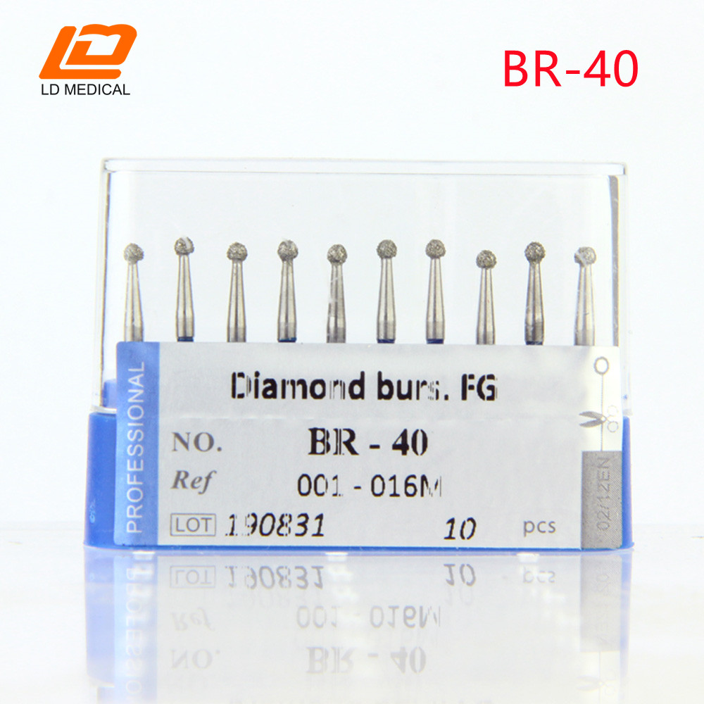 10pcs Diamond Burs Drill BR-49 стоматология Dental Ball Round Type Burs ...