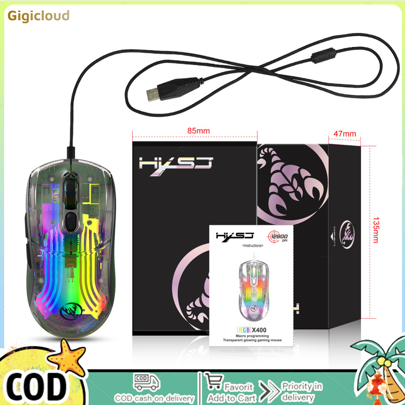 Gaming Mouse, 13 RGB Backlit Modes, Wired 12800 DPI Mice, Crystal ...