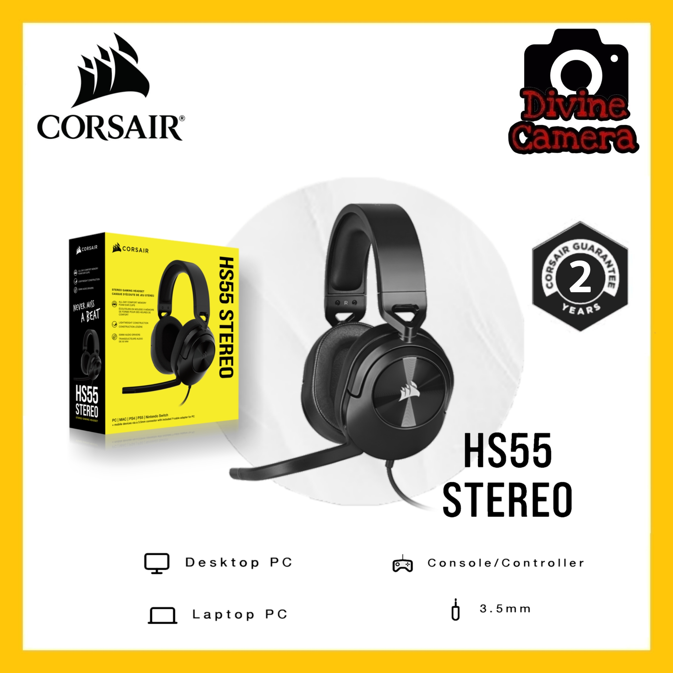 CORSAIR HS55 STEREO Wired Gaming Headset | Lazada