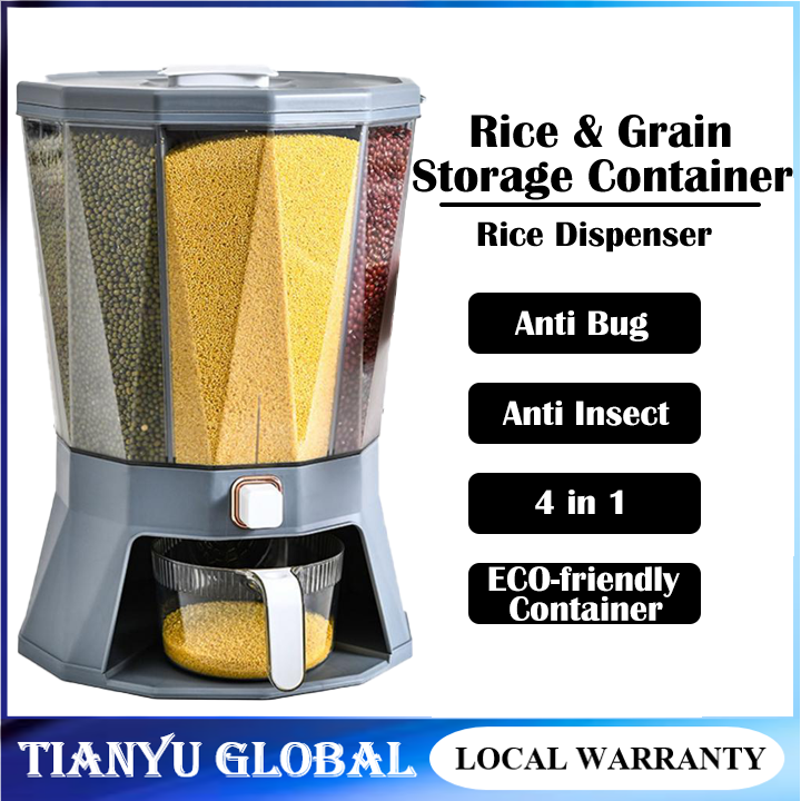 【SG READY STOCK】Rice Storage Container 4 in 1 Cereal Container Clear ...