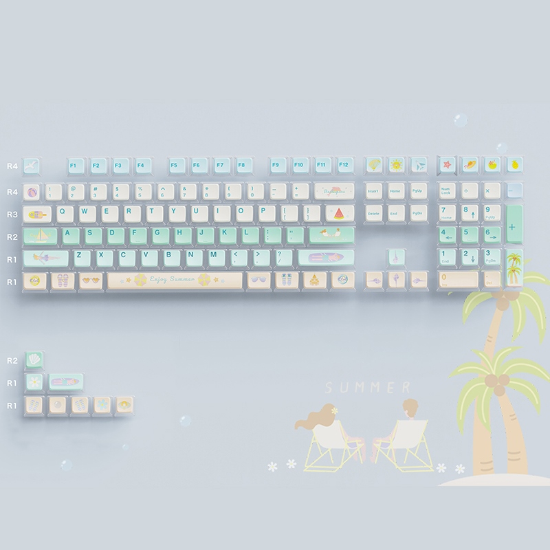 custom keycaps keycaps Summer Keycaps Ttransparent PBT Double Shot ASA ...