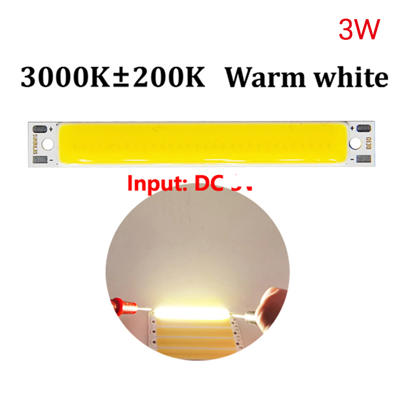 lights Hot sale 3V 3.7V DC 60mm 8mm LED COB Strip 3W Warm Cold White ...