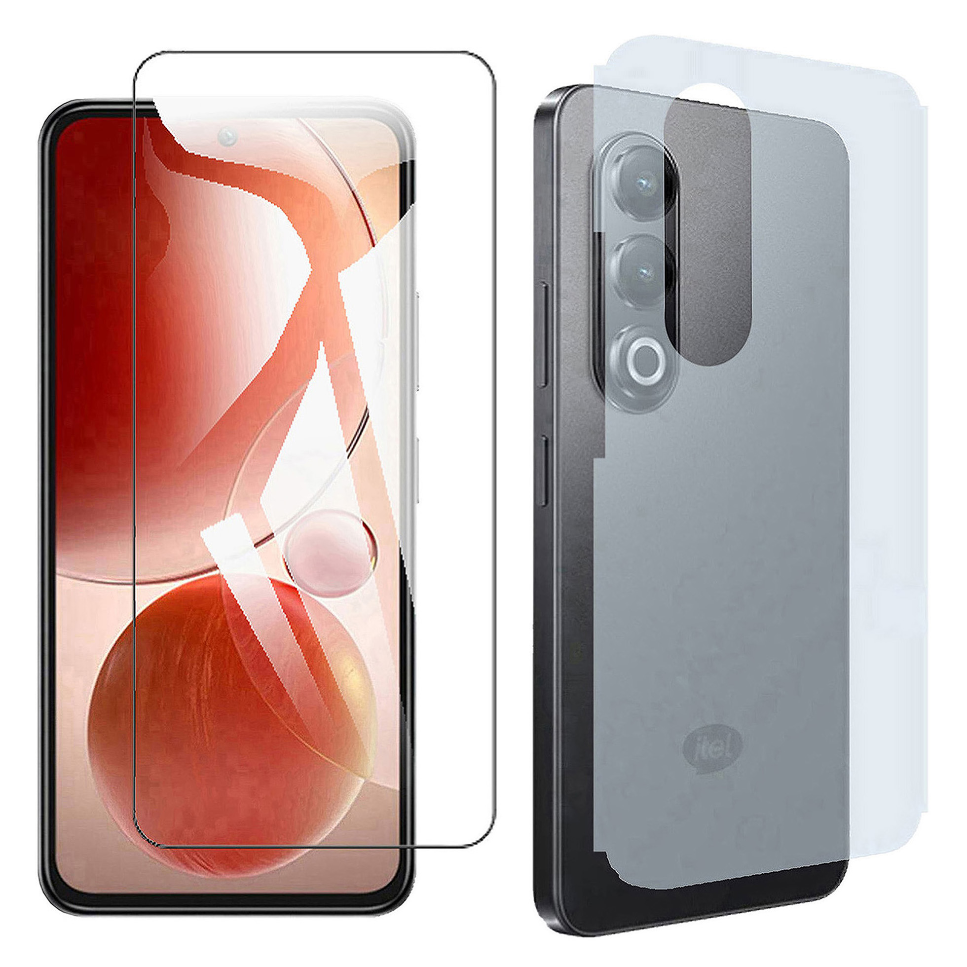 iTel S25 Polish Glass Screen Protector Tempered Glass + Back Matte Skin ...