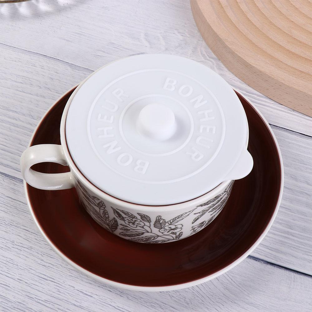 Mugs Lid With Convex Handle Silicone Glass Cup Cover Dustproof Heat ...