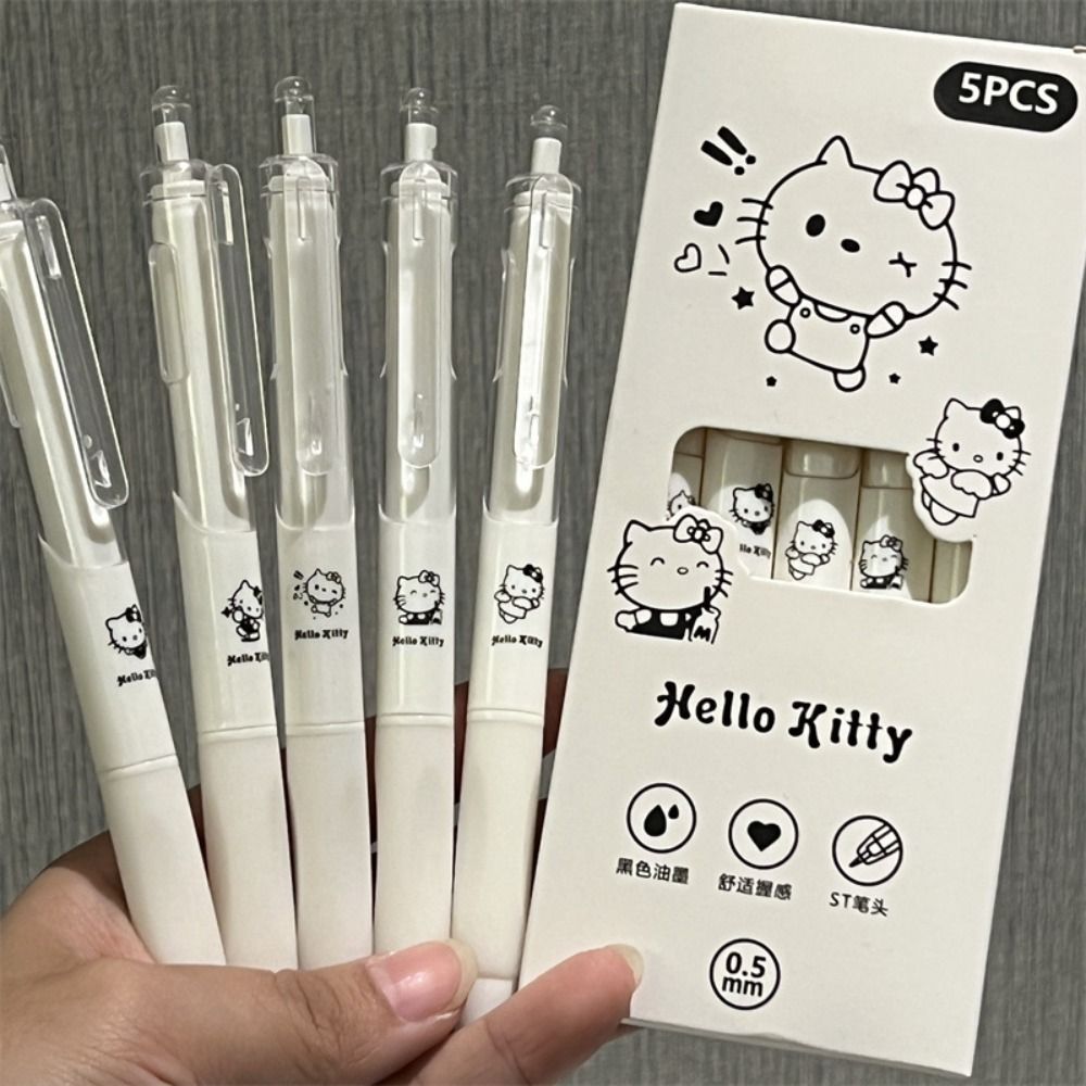 5 Pcs/Box New Plastic 0.5mm Cartoon Black Neutral Pen Writing Tools ...
