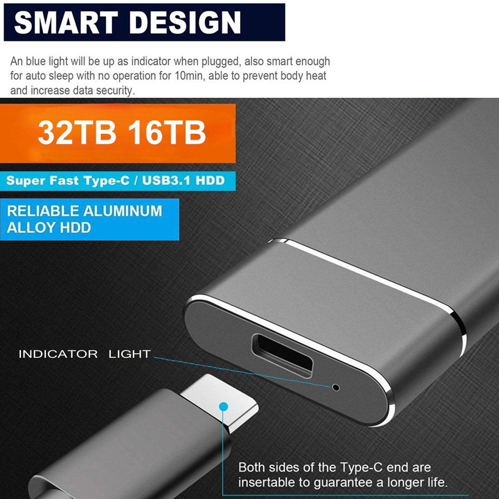 High Speed USB 3.1 SSD Sata 2TB Portable SSD Pen Drive 1TB Metal Disco ...