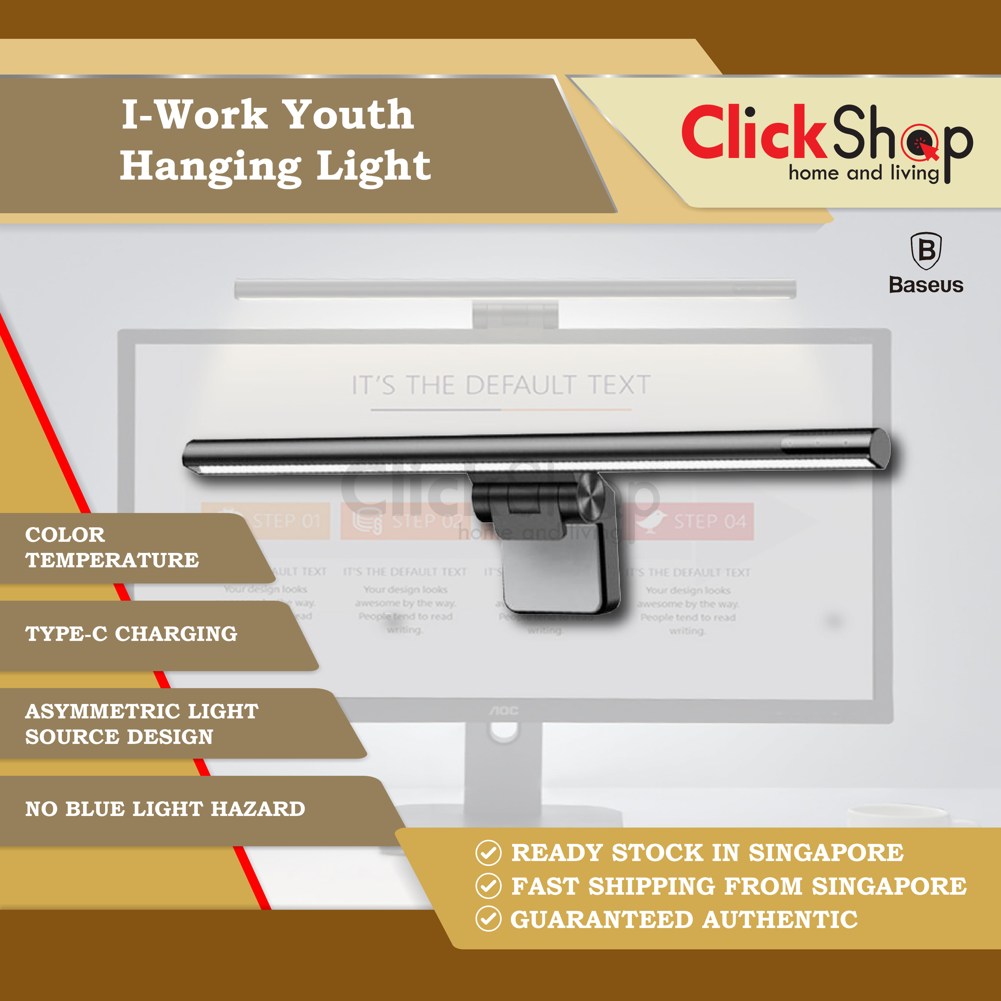 Baseus i-wok Youth Series Monitor Light Bar Dimmable LED Screen Hanging ...