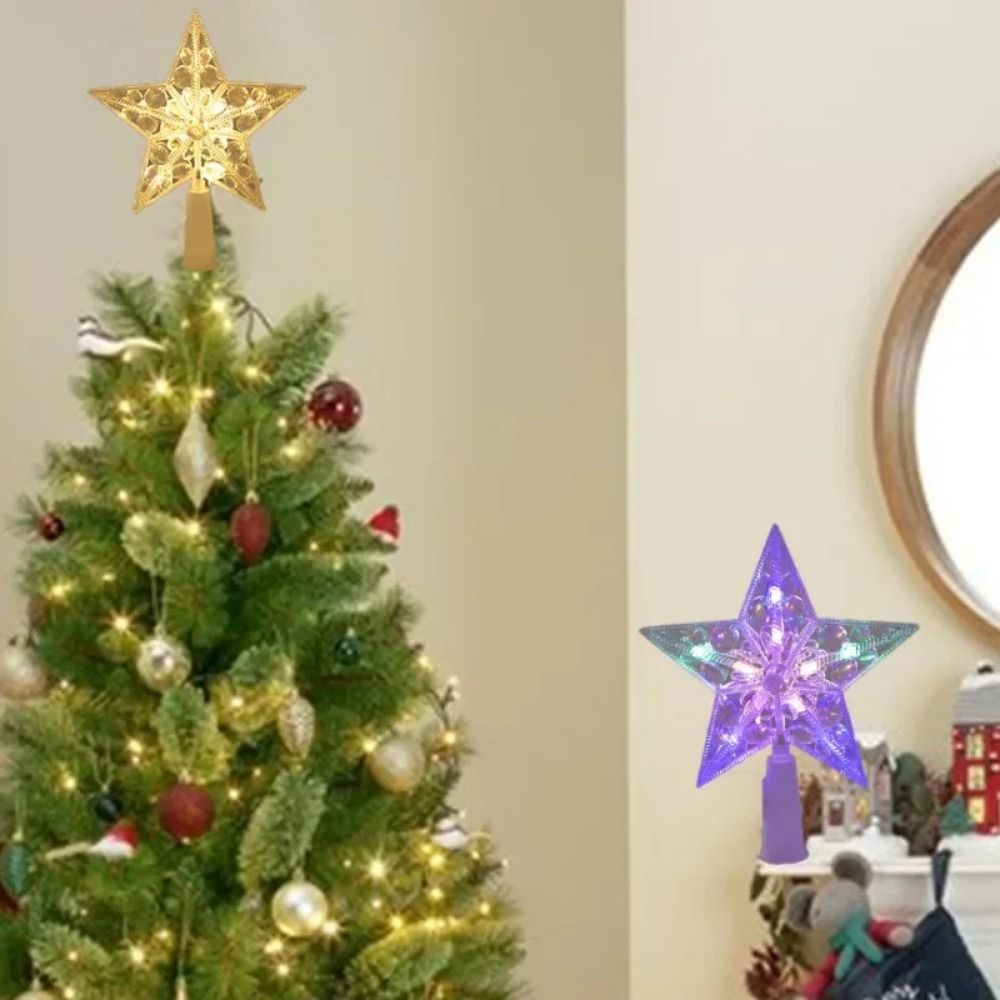 Multi-functional Transparent Christmas Star Tree Toppers Warm/Colorful ...