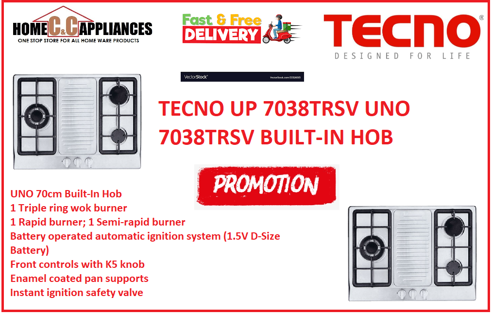 TECNO UP 7038TRSV 70cm Built-In Hob / FREE EXPRESS DELIVERY | Lazada Singapore