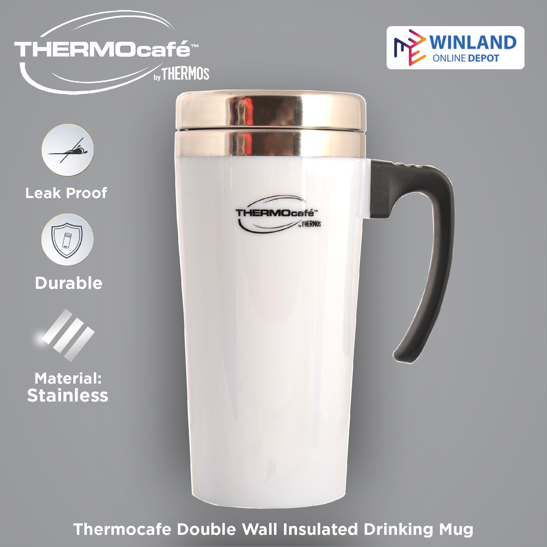 THERMOS Thermocafe by Winland Double Wall Insulated Desk Drinking ...