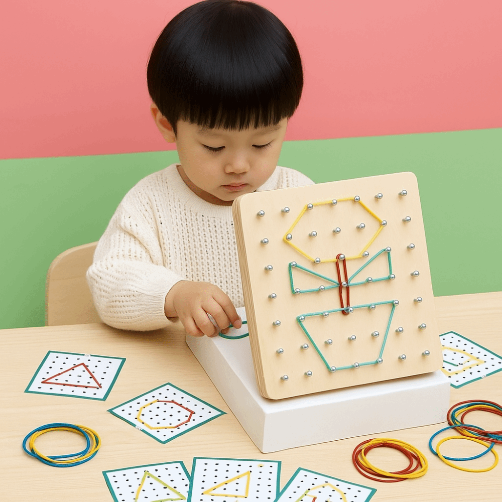 Math Teaching Aids Wooden Geometry Puzzle Nail Board Graphics Geometric ...