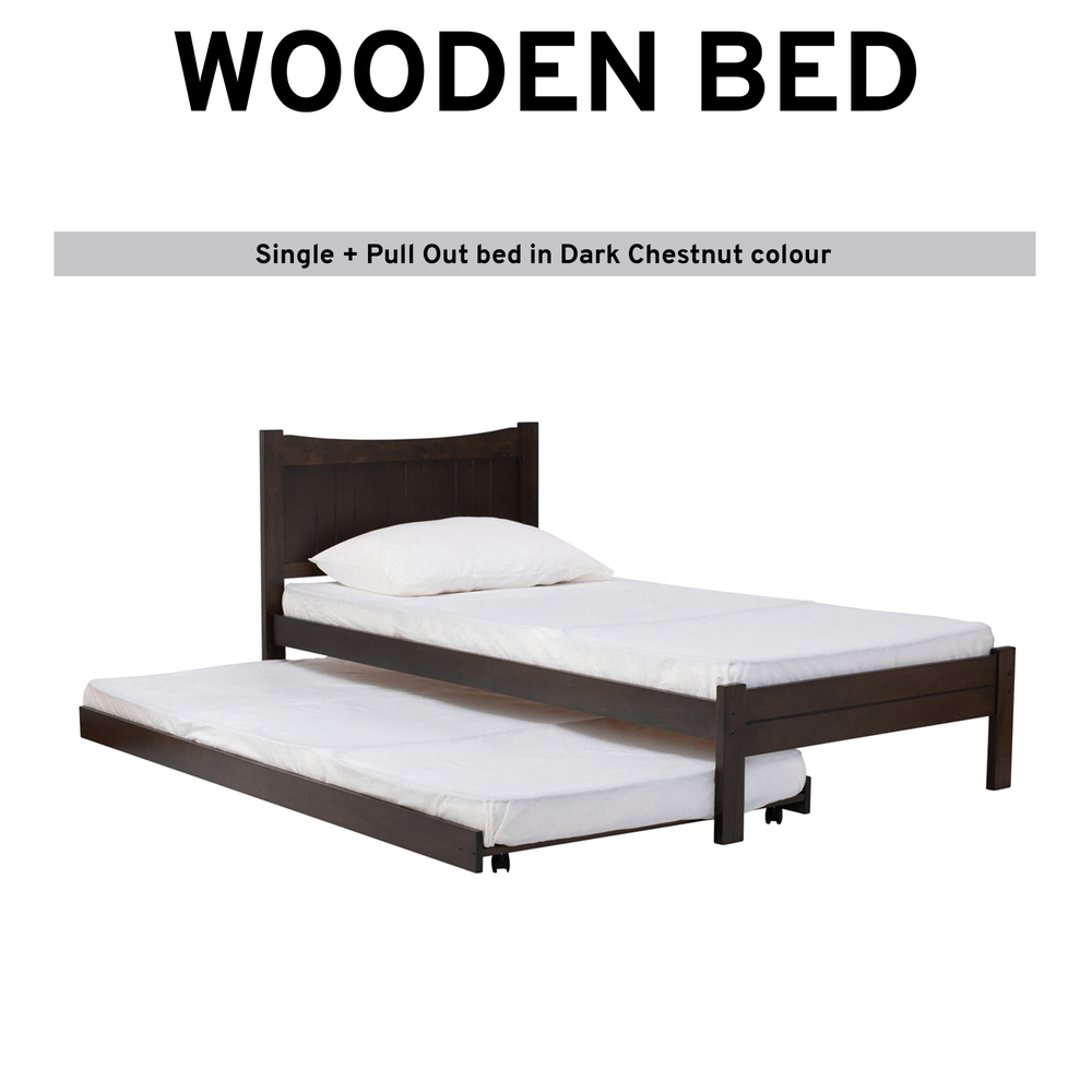 Single Bedframe Solid Wood Bedframe Walnut Single Bed With Pull out ...