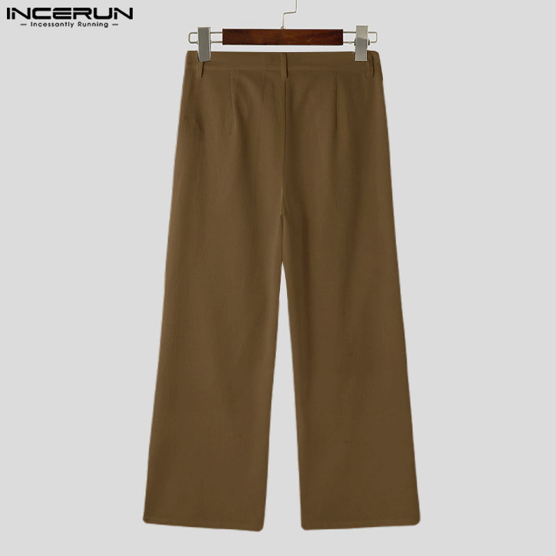 INCERUN Men's Trousers Fashion Casual Loose Straight Leg Long Pants ...