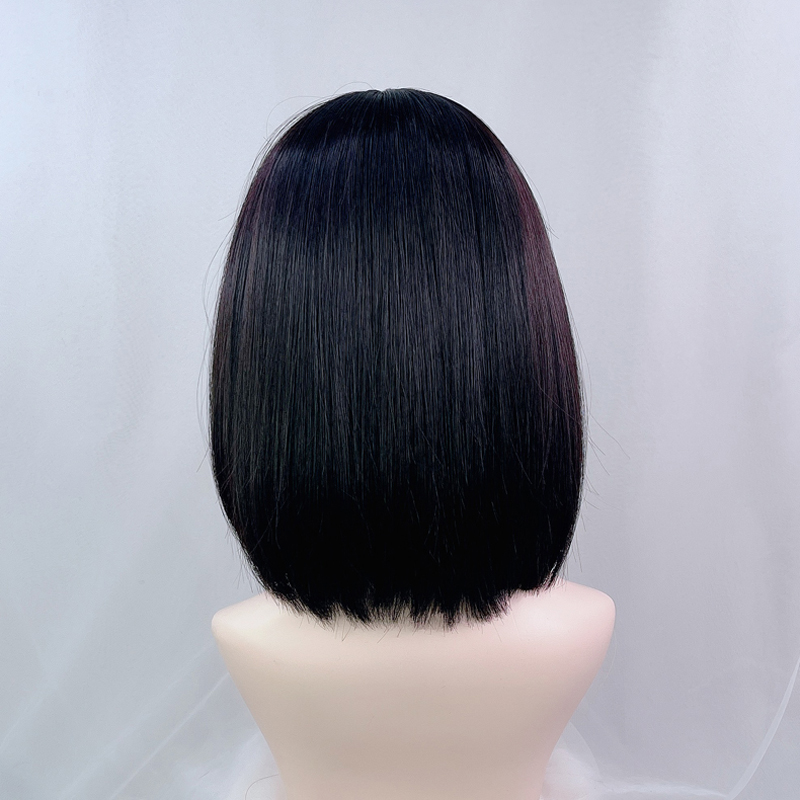 MSIWIGS Short Straight Bob Synthetic Hair Gold Black Cosplay Wig Women ...