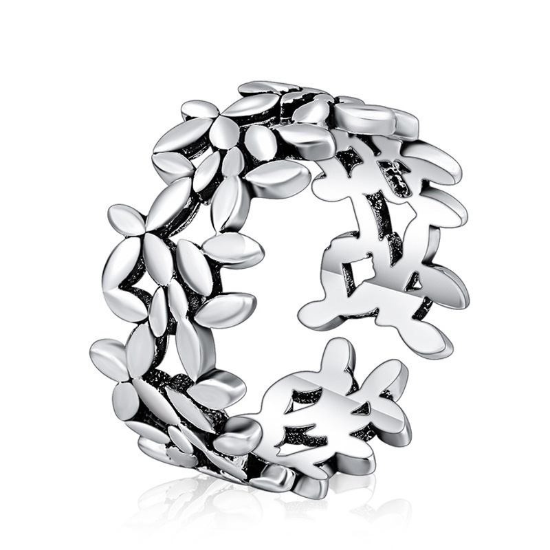 【Hot demand】Korean Style Gone Open Ring Women's Vintage Leaf Thai ...