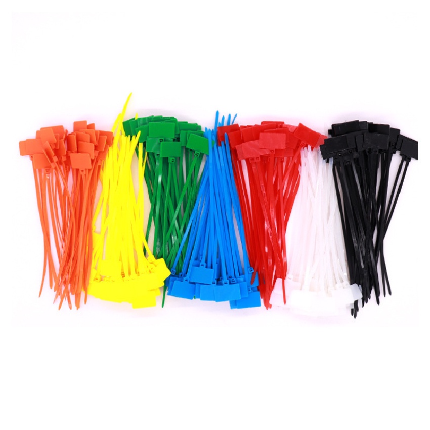 100Pcs/Pack Easy Mark Nylon Cable Ties Tag Labels Multicolor Self ...