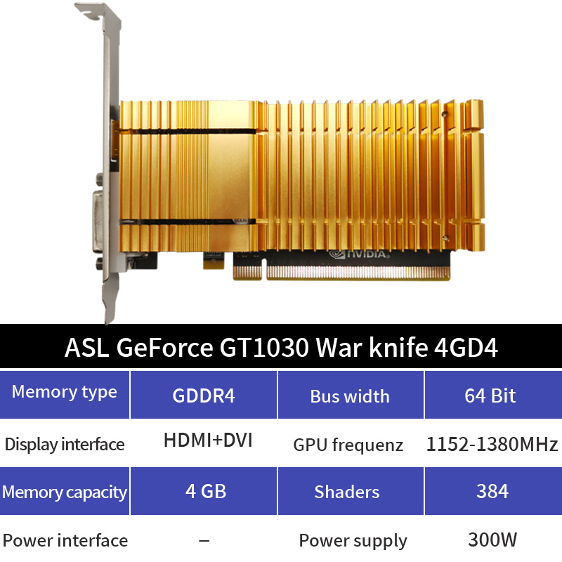YQJFZ ASL NVIDIA GeForce GT 1030 4GB GDDR4 64Bit PCI-E 3.0 Video Card ...